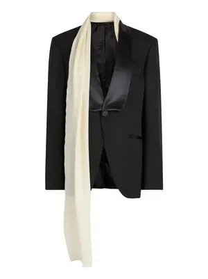 ARMARIUM Scarf-effect Wool And Silk-blend Jacket - Black