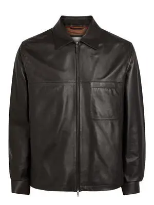 TOD'S Leather Overshirt - Brown
