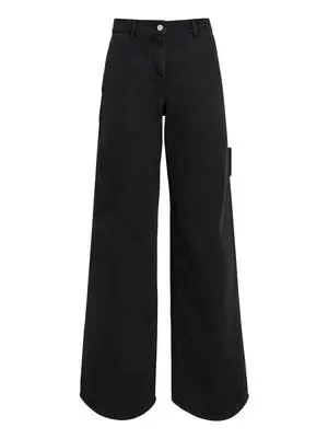 COURREGES Hammer Logo-embroidered Wide-leg Jeans - Black
