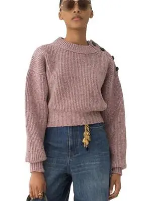 Chloé Crochet Wool Knit Sweater - Pink