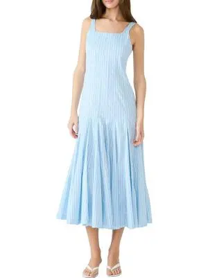 Steve Madden Adira Pinstripe Midi Sundress - Hazy Blue