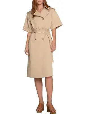 BELLE & BLOOM Cotton-blend Trench Coat With Short Sleeves - Camel