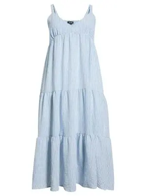 Steve Madden Elianna Stripe Tiered Sundress - Arctic Blue Stripe