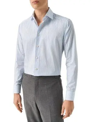 Eton Slim Fit Stripe Dress Shirt - Medium Blue