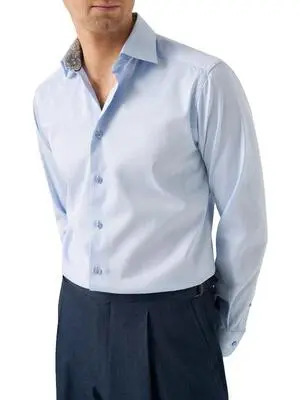 Eton Slim Fit Twill Dress Shirt - Light Blue