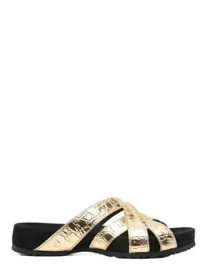 Dries Van Noten Leather Braided Slippers - Metallic