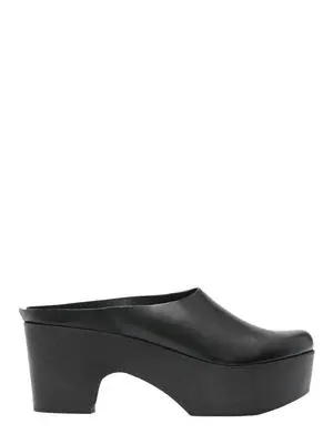 DANIELA GREGIS Leather High Sabot Mules - Black