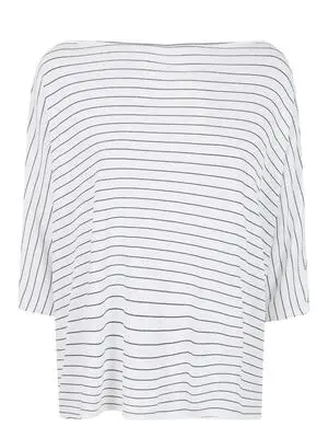 Liviana Conti Boat Neck Striped Sweater - White