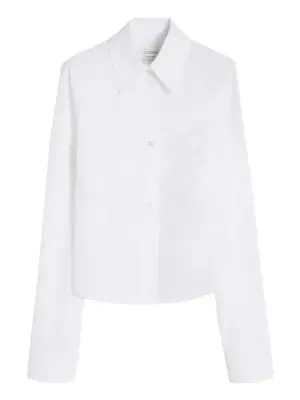 Max Mara Popeline Cotton Cropped Shirt - White