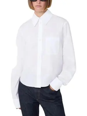 Max Mara Popeline Cotton Cropped Shirt - White