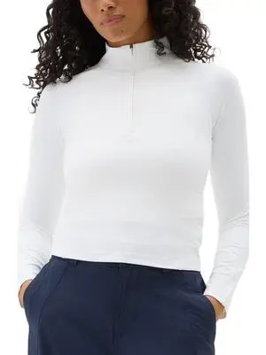 HALFDAYS Julie Quarter Zip Top - White/lunar Rock