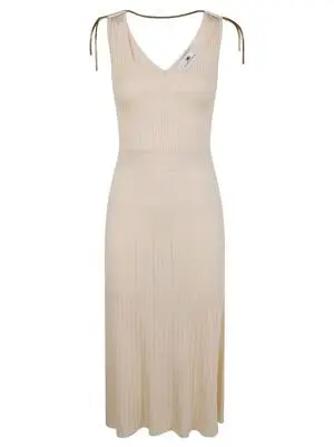 Elisabetta Franchi Midi Knit Dress - Beige