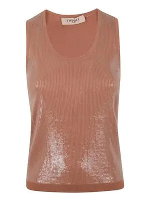 TWINSET Round Neck Tank Top - Brown