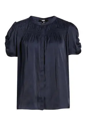 Paige Satin Button-up Shirt - Deep Navy