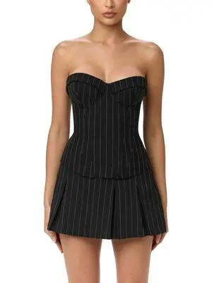 Naked Wardrobe Pinstripe Bustier Top - Black