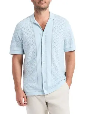 Robert Graham Delmar Pointelle Cotton Button-up Sweater - Light Blue