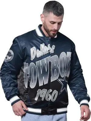 STARTER Dallas Cowboys Pass Rush Varsity Full-snap Jacket - Navy