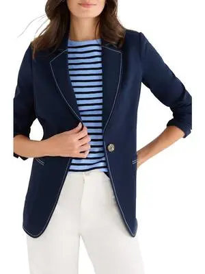 NIC+ZOE Topstitch Detail Stretch Blazer - Dark Indigo
