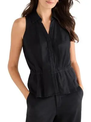 NIC+ZOE Cinch Linen-blend Vest - Black Onyx