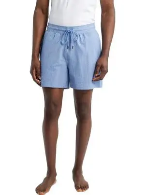 Daniel Buchler Pinstripe Seersucker Pajama Shorts - Blue Stripe