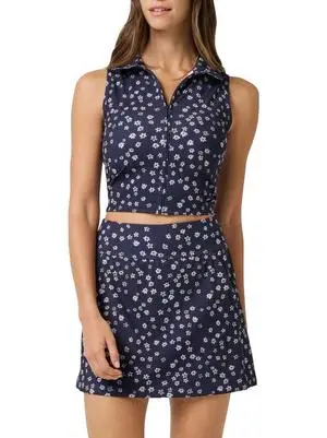 Travis Mathew Moveknit Zip Crop Top - Navy Blazer Multi
