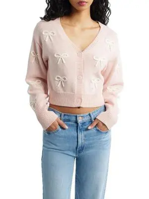 LoveShackFancy Francette Bow Cotton & Wool Cardigan - Petal Meringue