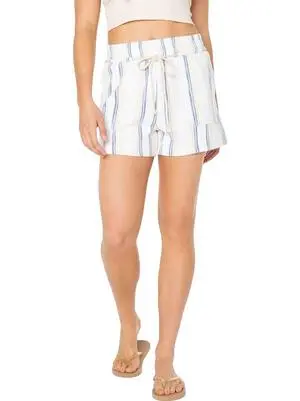 Roxy Striped Cotton-blend Drawstring Shorts - Surf Web
