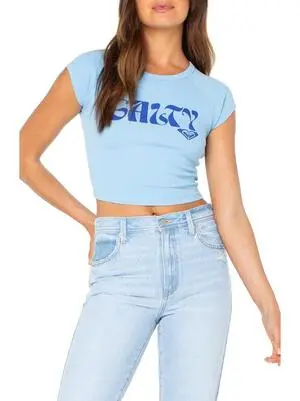 Roxy Salty Feels Crop T-shirt - Airy Blue