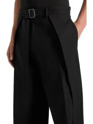 Manière De Voir Charles Wide Fit Wrap Leg Tailored Trousers - Black