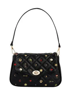 FABLE ENGLAND Mary Quilted Crossbody Clutch - Black