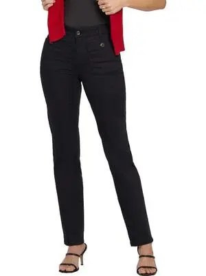 NYDJ Marilyn Straight Leg Jeans With Round Patch Pockets - Black