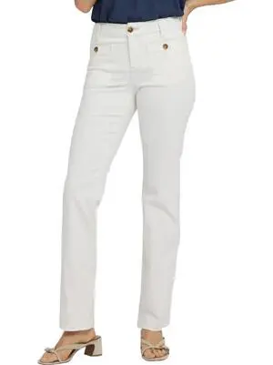 NYDJ Marilyn Straight Leg Jeans With Round Patch Pockets - Vintage White