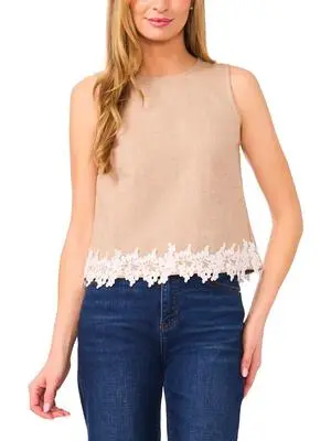 CECE DUPRAZ Sleeveless Lace Trimmed Top - Toffee