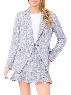 CECE DUPRAZ Tweed Double-breasted Blazer - Classic Navy