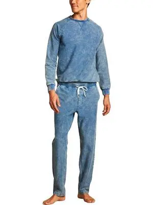Barefoot Dreams Denim Wash Knit Drawstring Track Pants - Indigo Light Wash