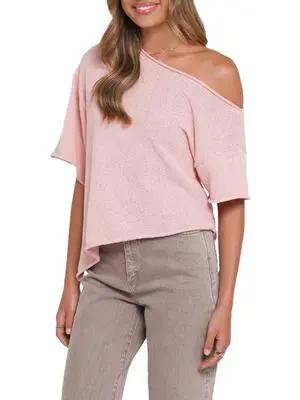 PETAL & PUP Bouclé Knit One Shoulder Top - Pink