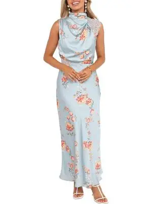 PETAL & PUP Anabelle Floral Lace Maxi Dress - Blue Floral