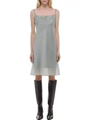 Helmut Lang Bias Cut Voile Minidress - Aqua Gray