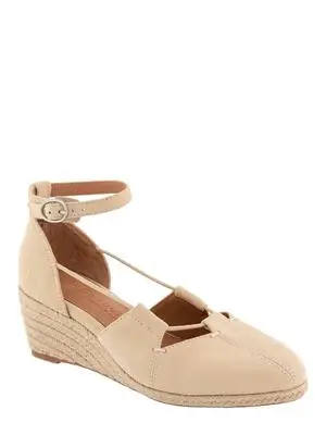 Gentle Souls Ori Ankle Strap Espadrille Platform Wedges - Soybean Suede