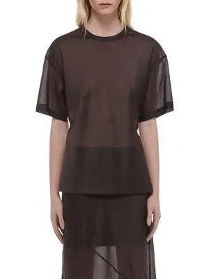 Helmut Lang Sheer Tie-waist T-shirt - Bistre