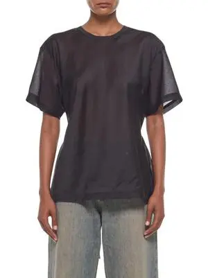Helmut Lang Sheer Tie-Waist T-Shirt Black