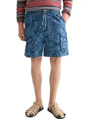 Scotch & Soda Floral Chambray Cargo Shorts - Desert Floral Indigo