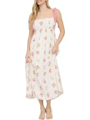 BLU PEPPER Floral Tie-strap Sundress - Pink Multi