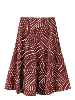 Mango Printed Midi Skirt - Maroon