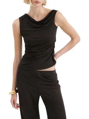 Mango Draped Asymmetric Top - Brown