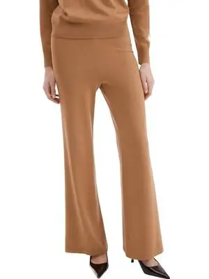 Mango Contrast Stripe Knit Trousers - Medium Brown