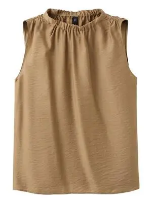 Mango Satin Mock Neck Top - Brown