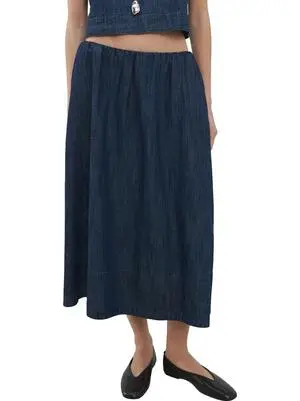 Mango Denim Midi Skirt - Open Blue