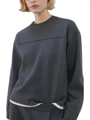 Mango Ruched Sleeve Sweatshirt - Blue