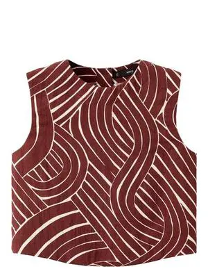 Mango Geometric Print Sleeveless Top - Maroon